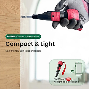 DONUMEH Cordless Electric Screwdriver 3.6V Power Tool Mini Drill Rechargeable Lithium Battery Torque adjustment Automatic And Manual Led Light Home Gadget Maintenance (RED)