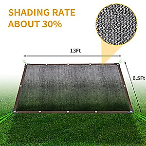 30% Shade Cloth Garden Shade Mesh Net with Grommets - Sun Shade Cover for Pergola, Patio Plants, Greenhouse, Chicken Coop, Outdoor (6.5Ft x 13Ft)