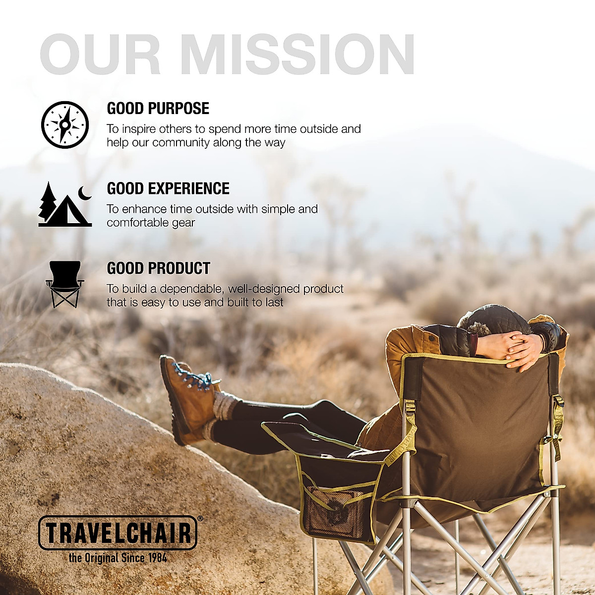 TravelChair Big Kahuna Chair, Supersized Camping Chair, 800lb Capacity, Brown/Lime, One Size (599)