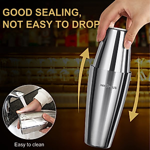 Cocktail Shaker, Martini Shaker, Drink Shaker, Cocktail Shaker Set 6 Piece, Boston Shaker, Bar Set, Cocktail Strainer, Bar Tools, Bartender Kit, Stainless Steel Double Measuring Jigger, Mixing Spoon