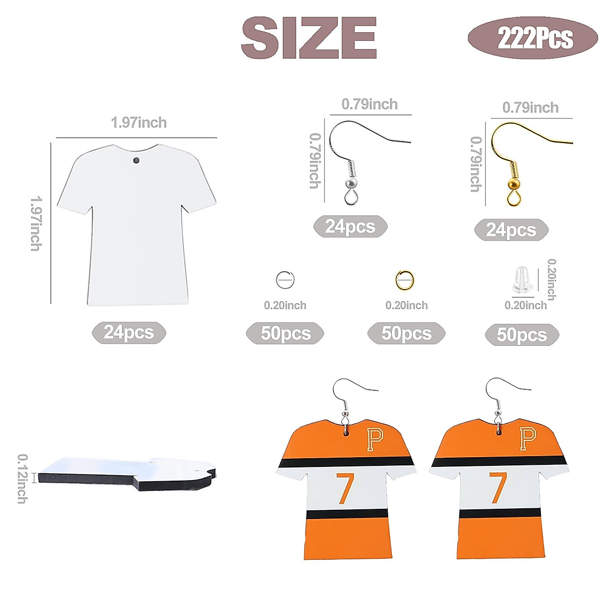 XKCWXY 222Pcs Sublimation Earrings Wood MDF Sublimation Football and Basketball Shirt Earrings Double-Sided with DIY Sublimation Earring Blanks Bulk for Sublimation Jewelry