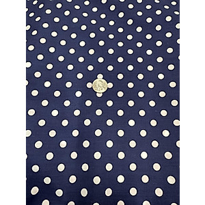 Small Polka Dot Poly Cotton White Dots on Navy 58 Inch Fabric by The Yard