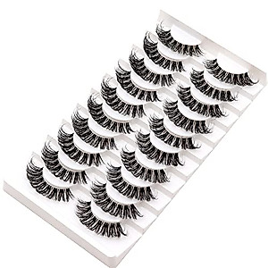 Veleasha Russian Strip Lashes and 5D Faux Mink Lashes ，Natural Lashes Wispy Fluffy False Eyelashes 2 Styles 2 Sets Pack