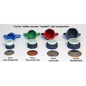 Cache Coin Slot Faucet Aerator Hidden Aerated Stream flow Rates for Kitchen Bathroom Male Standard/Junior Small Sizes (Blue 1.0 gpm, Regular Male)