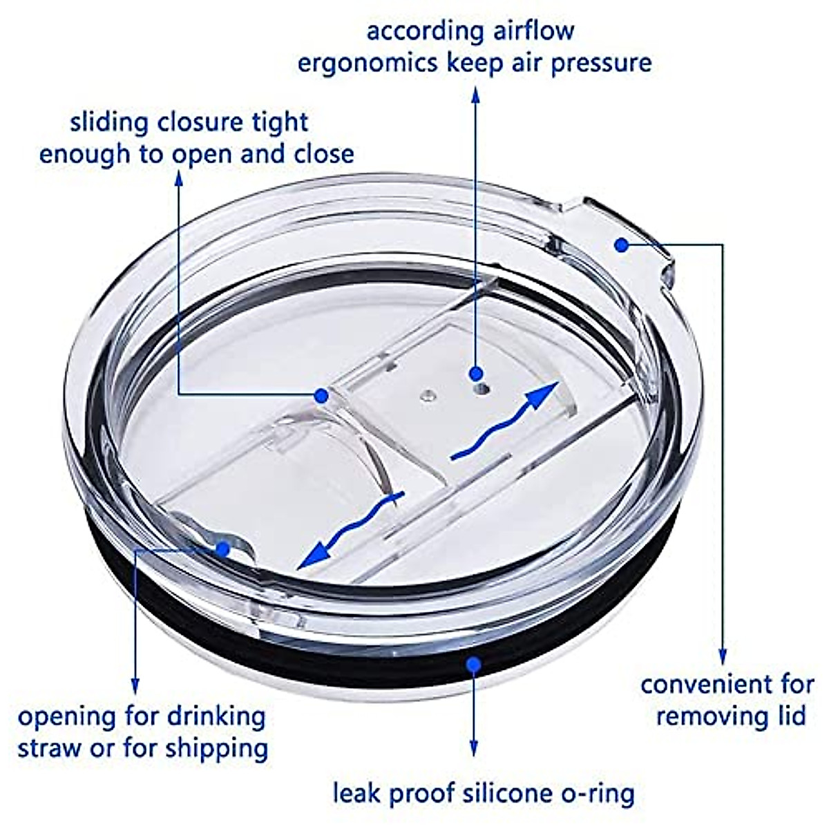 Tumbler Replacement Lids,Tumbler Lids Spillproof 30 oz,Splash Resistant Lids for YETI Rambler, Ozark Trail and More Cooler Cup,Splash Proof Open-Close Slide Lid