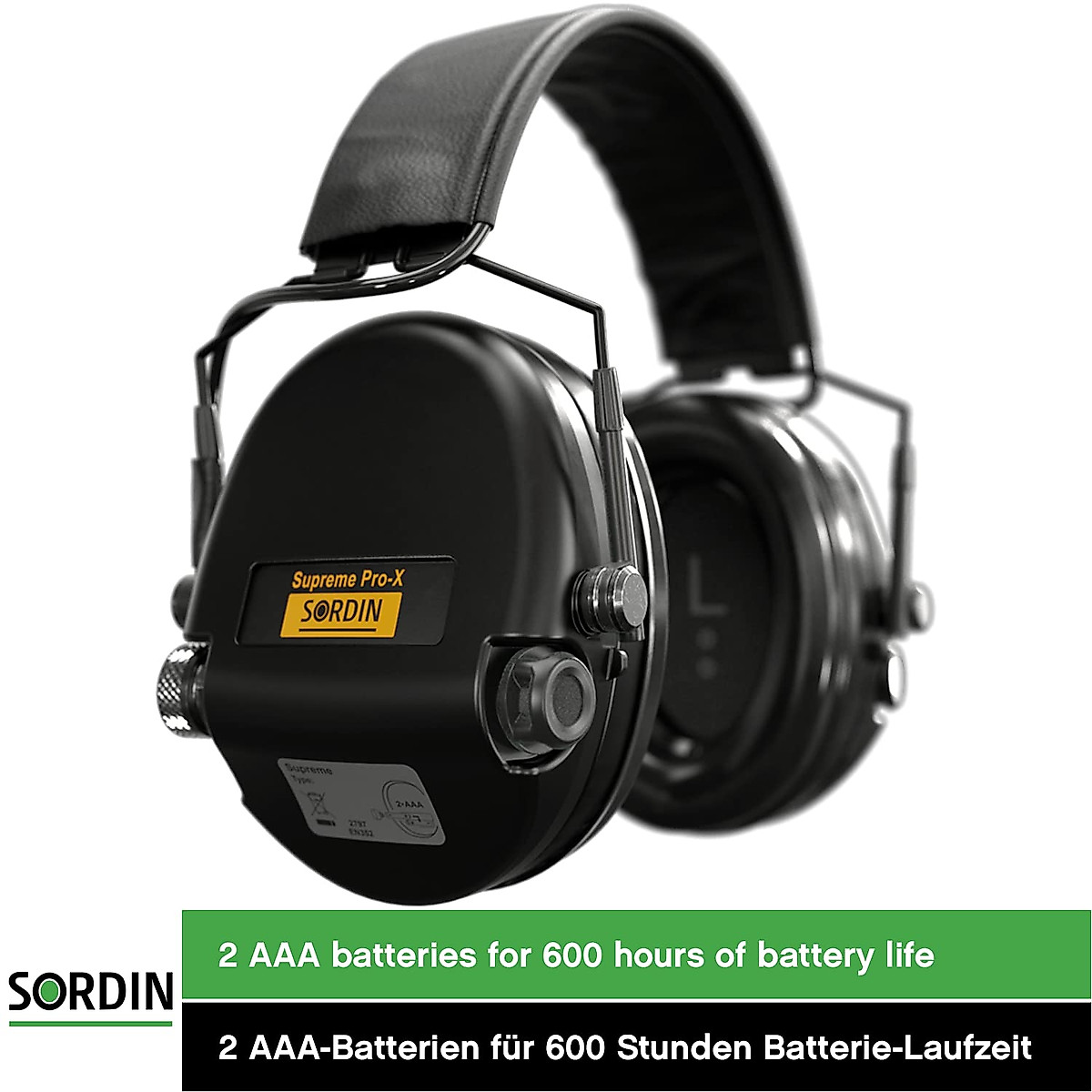 Sordin Supreme Pro-X Slim SFA Hearing Protection - Active Ear Defenders - Attenuation Ring for Increased SNR (31 dB) - Green