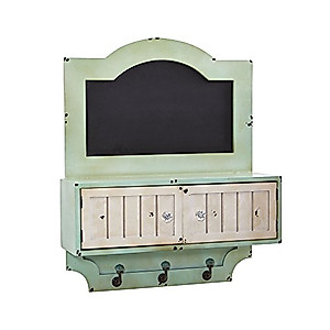Nearly Natural 7030 Vintage Doors & Hooks Chalkboard Wall Organizer, 21.5",Light Green