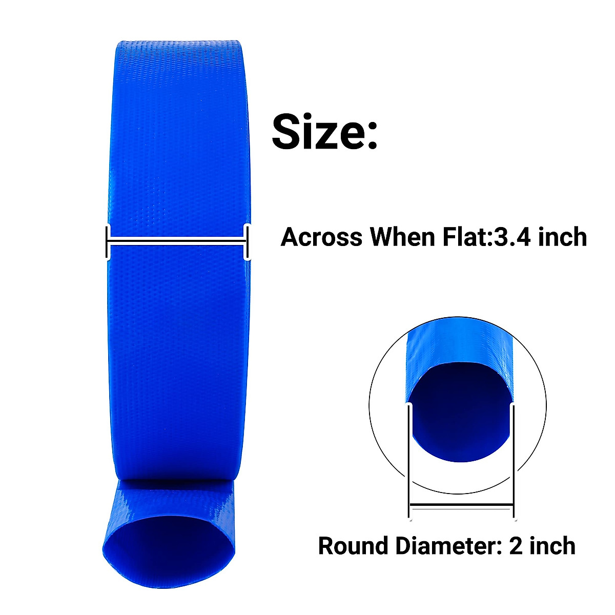 2" x 50 FT Pool Backwash Hose Blue Heavy Duty Reinforced PVC Lay Flat Water Discharge Hose for Swimming Pool Filter Pump,with 1 Clamp