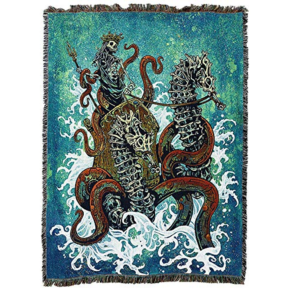 Pure Country Weavers Neptune Skeleton Blanket by David Lozeau - Gift Fantasy Tapestry Throw Woven from Cotton - Made in The USA (72x54)