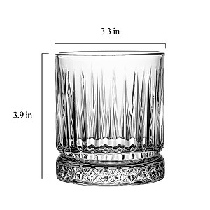 RIS LAN Luxury Whiskey Glasses Set of 6 - 11 Oz Crystal Carved Whisky Glasses, Old Fashioned Glasses for Drinking Bourbon, Scotch Whisky, Cocktails, Cognac, Unique Gifts for Men