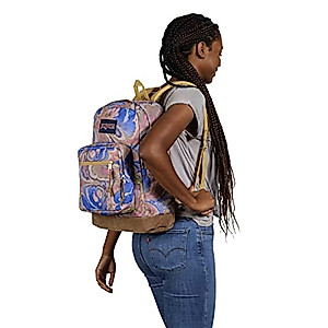 JanSport Right Pack Backpack - Class, Travel, Work, or Laptop Bookbag with Leather Bottom, Marble Mood