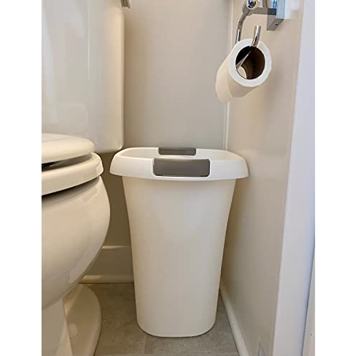 Rubbermaid Open Top White ,Plastic, Waste Basket, 5.3 Gallon Trash Can, for Kitchen Home Office Use