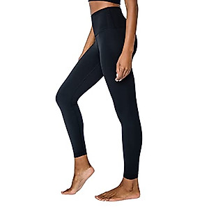 Yogalicious High Waist Ultra Soft Lightweight Leggings - High Rise Yoga Pants - Black Lux 25" - Large