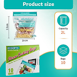 10×Steam Cooking Bags Large Size Microwave Steamer Bags for Vegetables,Potatoes and Meat -1Pack (1) green