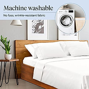 LuxClub 6 PC California King Size Sheet Set Bed Sheets Deep Pockets 18" Eco Friendly Wrinkle Free Cooling Sheets Machine Washable Hotel Bedding Silky Soft - White California King