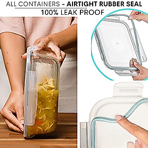 Razab 10 Cups/ 80 Oz 4 Pc (Set of 2) Glass Food Storage Containers with Airtight Locking Lids-For Storing & Serving Food. BPA Free & Leak Proof - Microwave, Dishwasher, Fridge, Freezer and Oven Safe