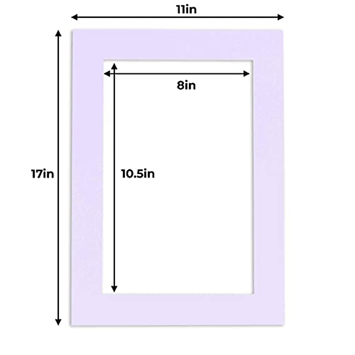 8.5x11 Mat for 11x17 Frame - Precut Mat Board Acid-Free Light Purple 8.5x11 Photo Matte For a 11x17 Picture Frame, Premium Matboard for Family Photos, Show Kits, Art, Picture Framing, Pack of 100 Mats