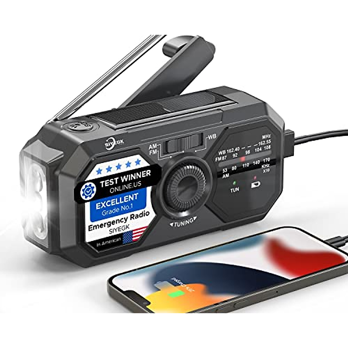 Hand Crank Emergency Radios,Portable NOAA/AM/FM Weather Radio with SOS Alarm,3500mAh Pocket Solar Power Bank Gadget for Home Camping Hiking Outdoor, Must Have Survival Gear Gift for Men Dad