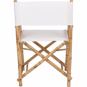 Zew Indoor Outdoor Set of 2 Folding Bamboo Director Chair, 23" L x 18" W x 35" H, Ivory