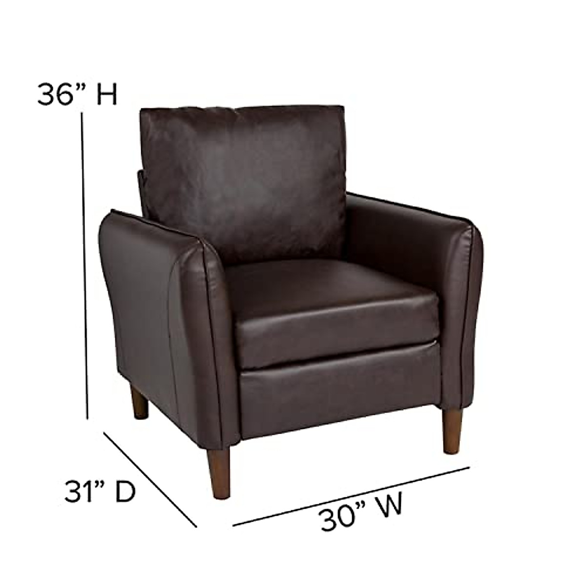 Flash Furniture Milton Park Upholstered Plush Pillow Back Arm Chair in Brown LeatherSoft