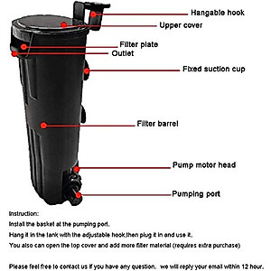 YueYueZou Turtle/Reptile Filter for 20 Gallon Tank, 5/10/30 Gallon etc, Ultra-Quiet Waterfall Filter for Shrimp Amphibian Frog Crab Aquarium