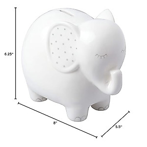 Pearhead Ceramic Elephant Bank, Gender-Neutral Baby Boy or Baby Girl Nursery Décor, Money Bank, Baby Keepsake, White