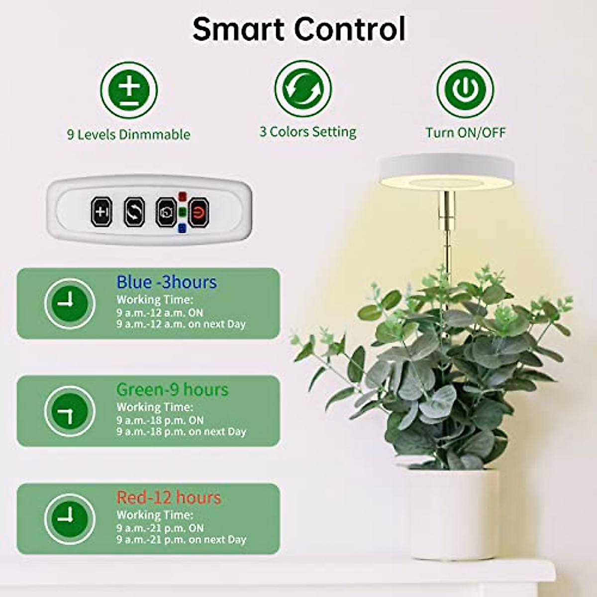 Grow Light, 2pcs Plant Light for Indoor Plants, LED Full Spectrum Plant Growing Light with Red/Blue/Purple & Yellow/White/Warm White, Height Adjustable, Auto On/Off Timer 3/9/12h, 10 Dimmable Levels