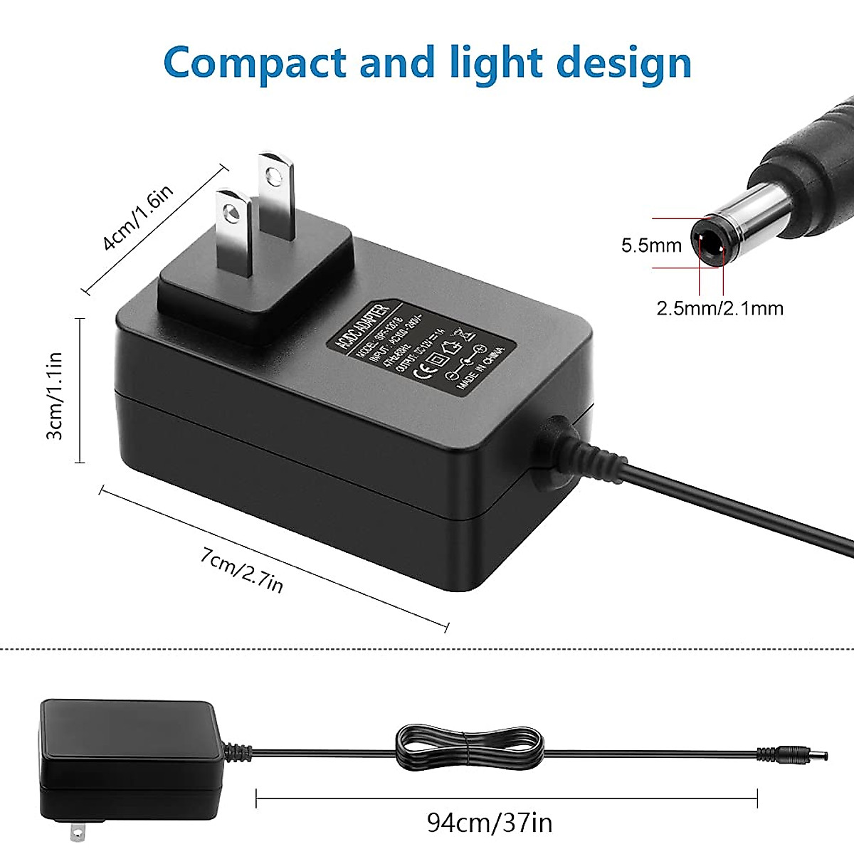 SHNITPWR 12V Power Supply 12 Volt 1A 12W AC/DC Power Adapter 100V ~ 240V AC to DC Converter 1000mA 800mA 500mA Transformer with 10 Tips 5.5x2.5 5.5x3.0 6.3x3.0 4.8x1.7 4.0x1.7 3.5x1.35 2.5x0.7mm
