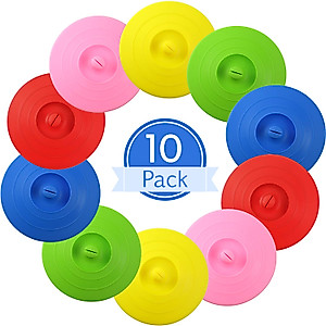 10 Pieces Silicone Cup Lid Mug Cup Cover Hot Drink, Seal Airtight with Spoon Holder Design for Glass Cup Coffee Cup, 5 Bright Colors