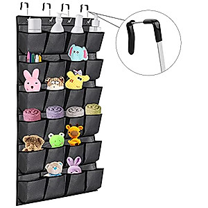 Katkuca Over the Door Shoe Organizer - Hanging Storage Shoe Rack with 24 Oversized Fabric Pockets, 10 protection Covers and 4 Metal Hooks for Men's Sneakers, Women's Heels, Kids, Slippers