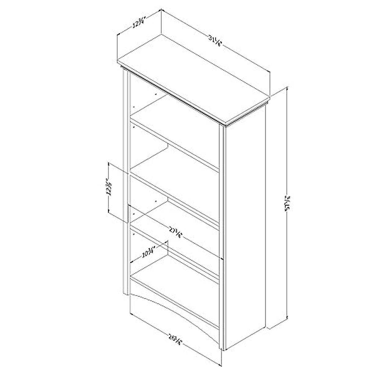 South Shore Gascony 4-Shelf Bookcase-Rubbed Black