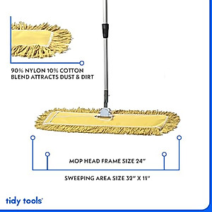 24 Inch Yellow Dust Mop with Metal Handle and 24 Inch Dust Mop Refill Bundle - 6 Mop Sets and 6 Refills