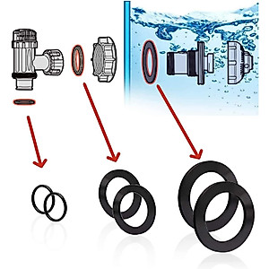 Bamkyait 25076RP Washer and Ring Kit for 1-1/2in Fittings, O-Ring Rubber Washer for Intex Pool Plunger Valves and Intex Replacement Gasket 10745, 10262 and 10255 (12 pcs)