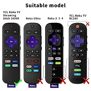 (4-Pack) for 3600R TCL Roku TV Stick Remote Case Cover,TOLUOHU for TCL Roku Remote Control,Cover Roku Express Skin Sleeve Silicone Shockproof with Lanyard-for RCAL7R/3921/3800/3810-Roku Remote Cover