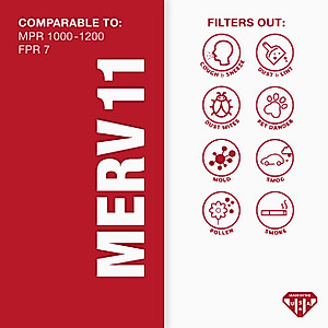 Aerostar 14x25x1 MERV 11 Pleated Air Filter, AC Furnace Air Filter, 6 Pack (Actual Size: 13 1/2" x 24 1/2" x 3/4")