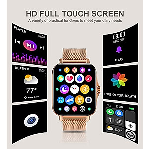 Iaret Smart Watch for Women(Call Receive/Dial), Fitness Tracker Waterproof Smartwatch for Android iOS Phones 1.7" HD Full Touch Screen Digital Watches with Heart Rate Sleep Monitor Pedometer, White