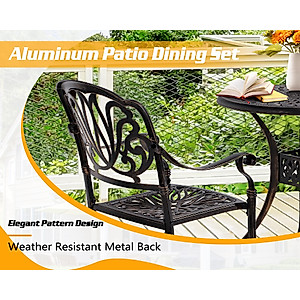 TITIMO 5-Piece Outdoor Patio Dining Set,All-Weather Cast Aluminum Furniture Conversation Set Includes 4 Chairs and 1 Square Table with Umbrella Hole for Patio Garden Deck, Blooming Flower Design
