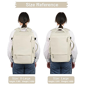 Hanples Travel Backpack for Women as Person Item Flight Approved, Large Carry On Backpack, 17.3 Inch Laptop Backpack, Waterproof Backpack, Hiking Backpack, Casual Bag (Beige)