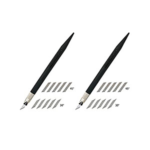 NT Cutter Resin Holder Precision Craft Knife Hobby Knife Black with Blade 45°x 5 and Blade 30°x 5 (D-400P) - 2 Pack