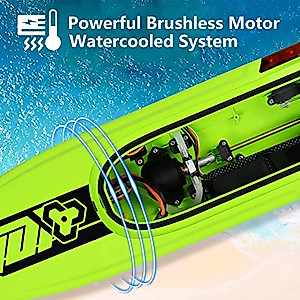 Cheerwing 22" Large RC Racing Boats, Brushless Remote Control Boat 40 Km/h with LED Lights High Speed for Adults and Kids