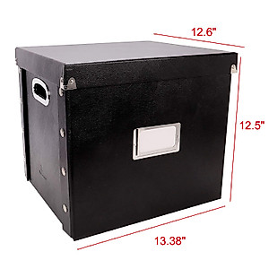 Vinyl Record Storage Box - 12" - 1 Pack- Crate Holds up to 75 Vinyl Albums - Black