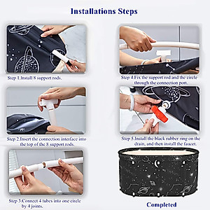 40" Portable Foldable Bathtub, Soaking Bathing Tub for Adults, Separate Family Bathroom SPA Tub with Drain, Ideal for Hot Bath Ice Bath, Black