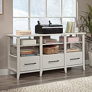 Sauder Summit Station Credenza TV Stand with Storage, L: 58.50" x W: 17.48" x H: 29.02", Glacier Oak Finish