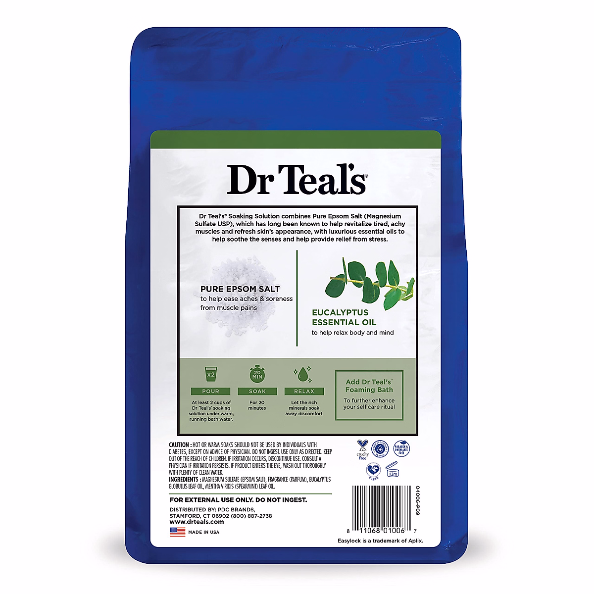 Dr Teal's Pure Epsom Salt, Relax & Relief With Eucalyptus And Spearmint, 3 lb (Pack of 4) (Packaging May Vary)