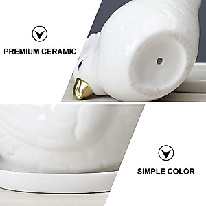 VOSAREA Animal Succulent Plant Pots Ceramic Mini Parrot Shape Succulent Planter with Saucer for Plants Flower Cactus Bonsai Container Home Decor White