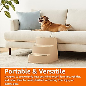 Amazon Basics 3 Step Non Slip Pet Stairs for Dogs and Cats, Tan