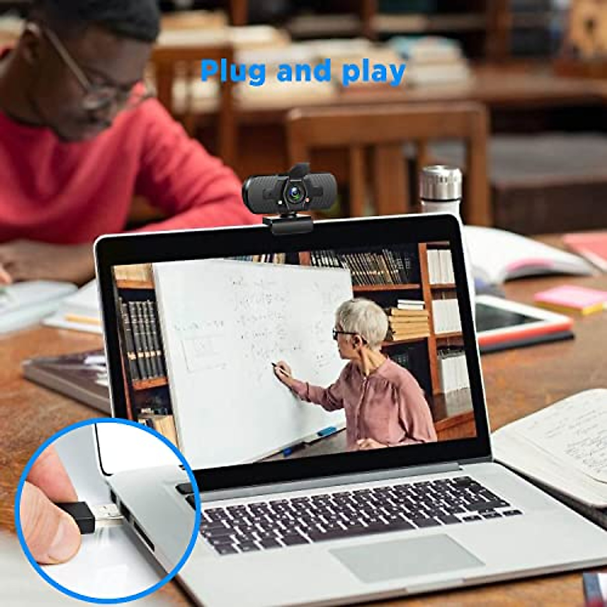Maylibet Webcam with Microphone/Privacy Cover, External 1080P Wide Angle Streaming HD Web Camera for Desktop Computer Laptop PC Monitor