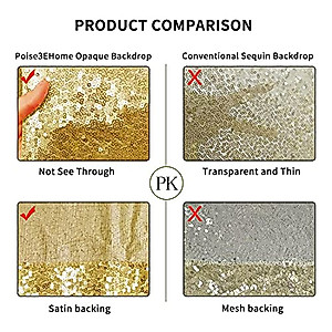 10Ft x 10Ft Gold Sequin Backdrop Curtain, Glitter Thick Not See Through Satin Background Drapes, Sparkly Opaque Photography Curtain, Sequence Xmas Thanksgiving Backdrop for Wedding Party Decor