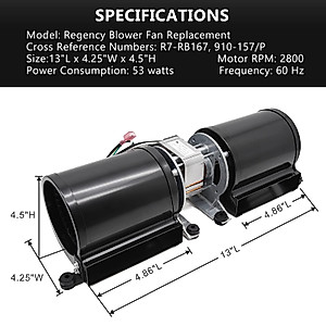 Criditpid Fireplace Blower Fan Kit for Regency Fireplace 910-157/P, Blower Motor Fan for Regency Fireplace Inserts, Hampton HI300, Osburn, Valley Comfort, Rotom R7-RB167 Wood Stove Replacement Parts
