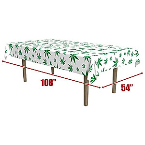 Beistle Tropical Fern Leaf Tablecover, 54" x 108", White/Green